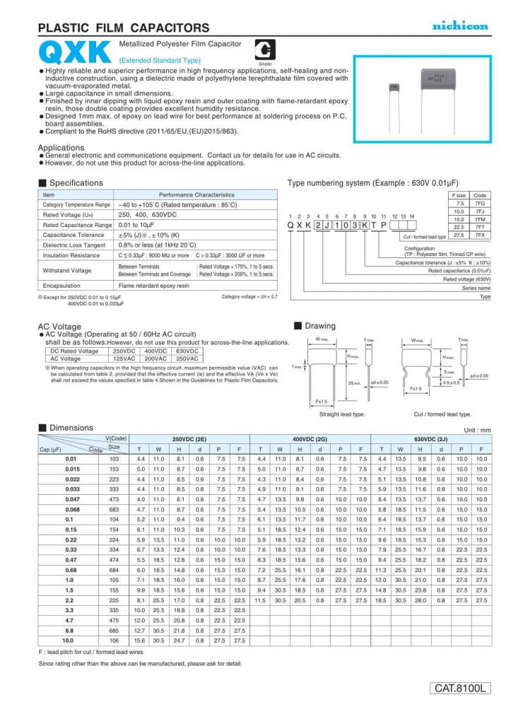 Nichicon film capacitor datasheet page 2