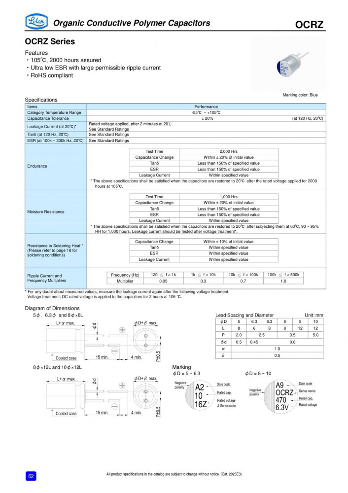 Lelon OCRZ series datasheet page 1