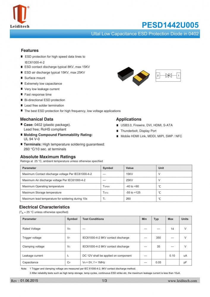 PESD1442U005 datasheet page 1