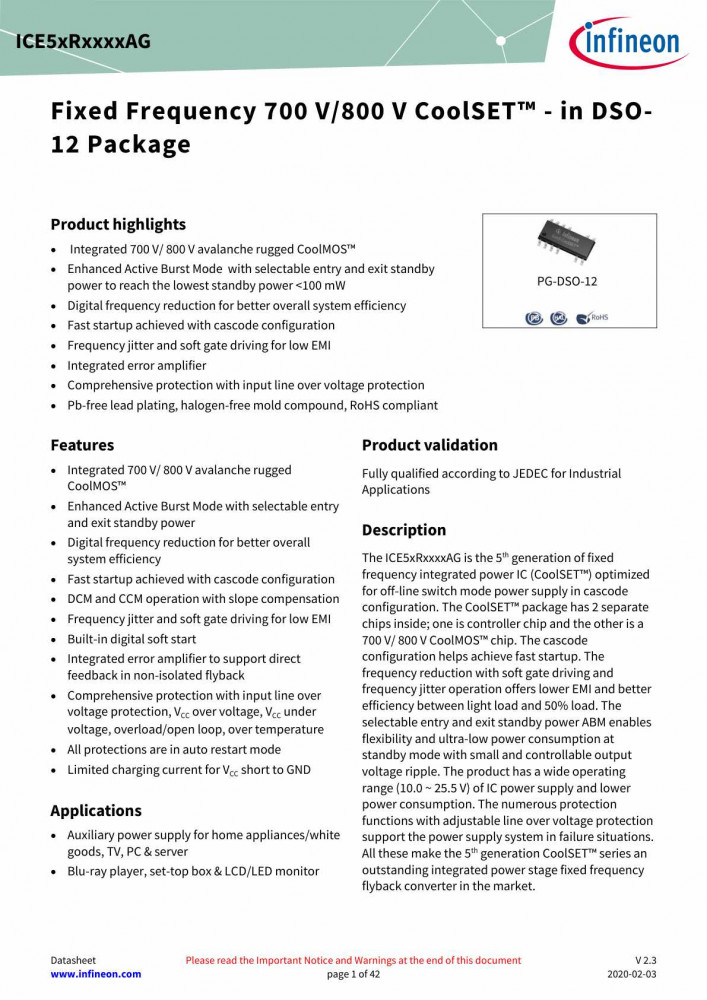 ICE5GR1680AG datasheet page 1