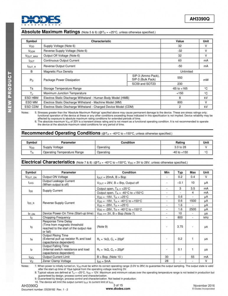 AH3390Q datasheet page 3