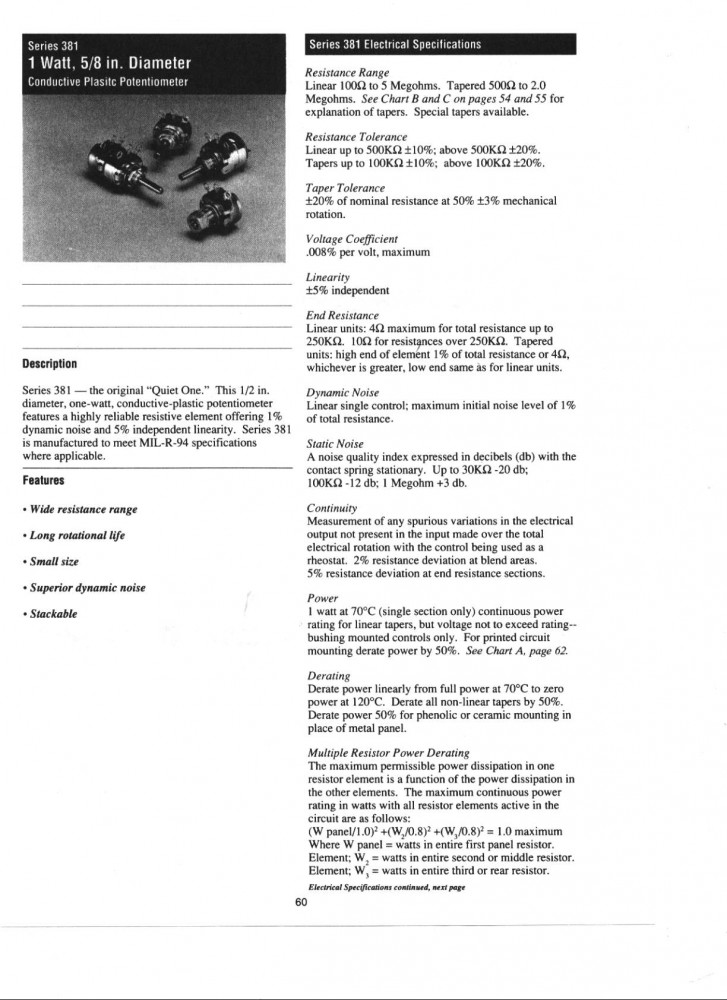 Honeywell Series 381 datasheet page 1