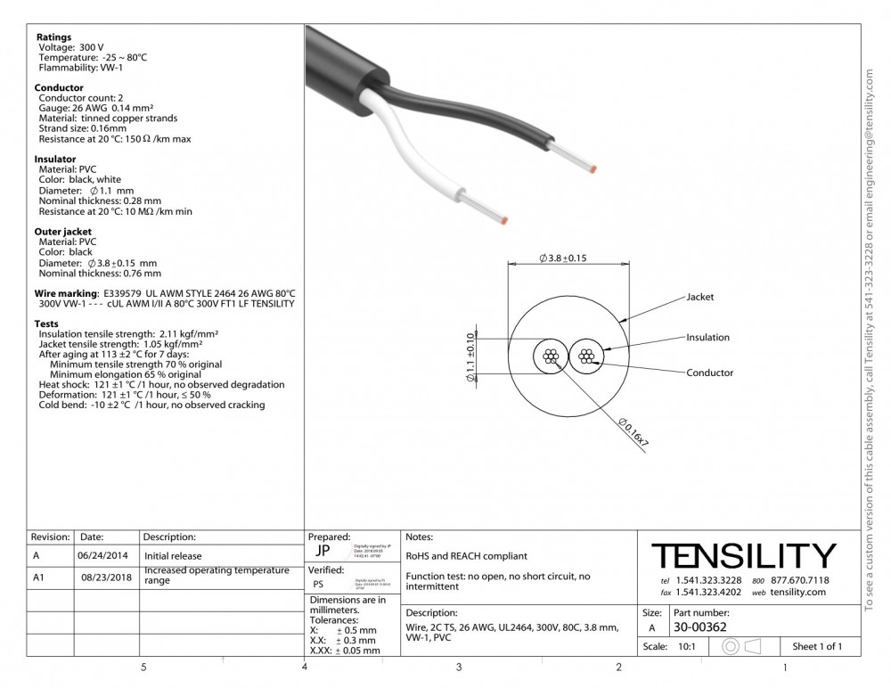Tensility International 30-00362 product drawing and specifications