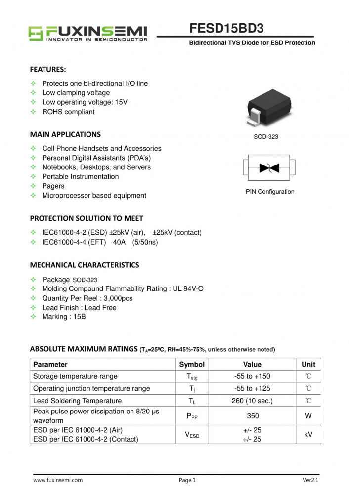 FESD15BD3 datasheet page 1