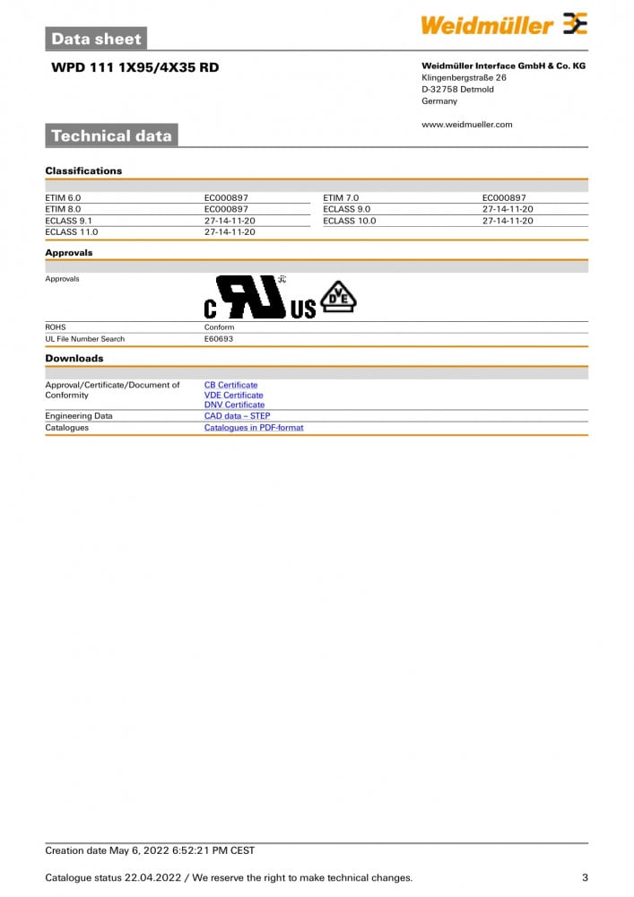 WEIDMULLER WPD 111 technical document page 3