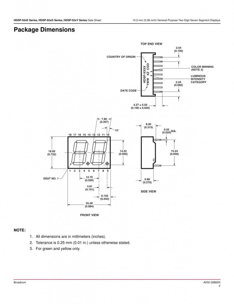 HDSP-523G datasheet page 2