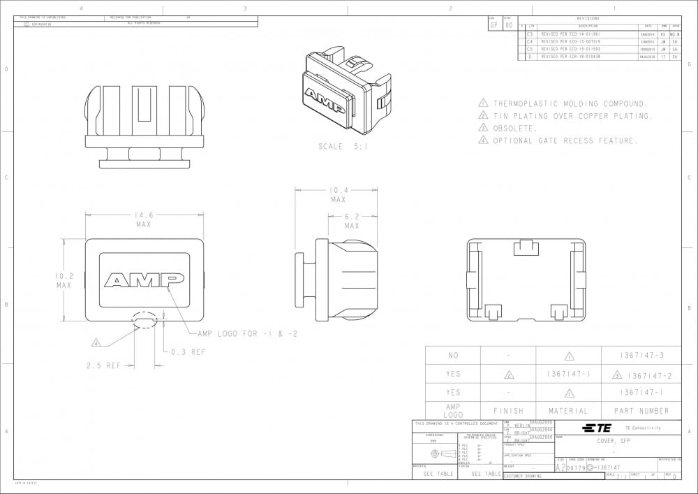 TE Connectivity 1367147-1 technical drawing page