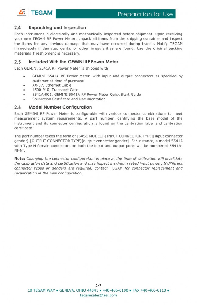 GEMINI 5541A RF Power Meter manual page 10