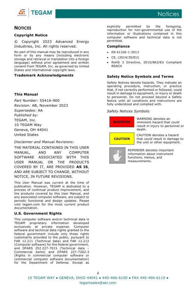 GEMINI 5541A RF Power Meter manual page 2