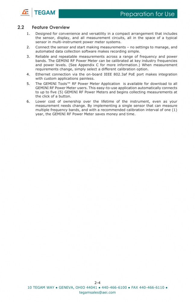 GEMINI 5541A RF Power Meter manual page 7