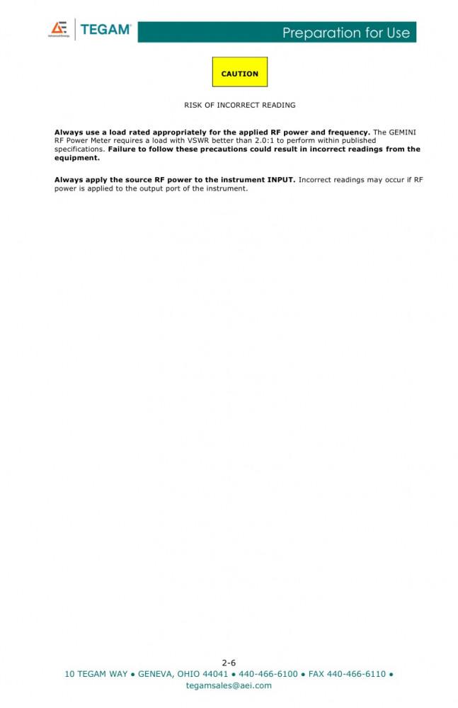GEMINI 5541A RF Power Meter manual page 9