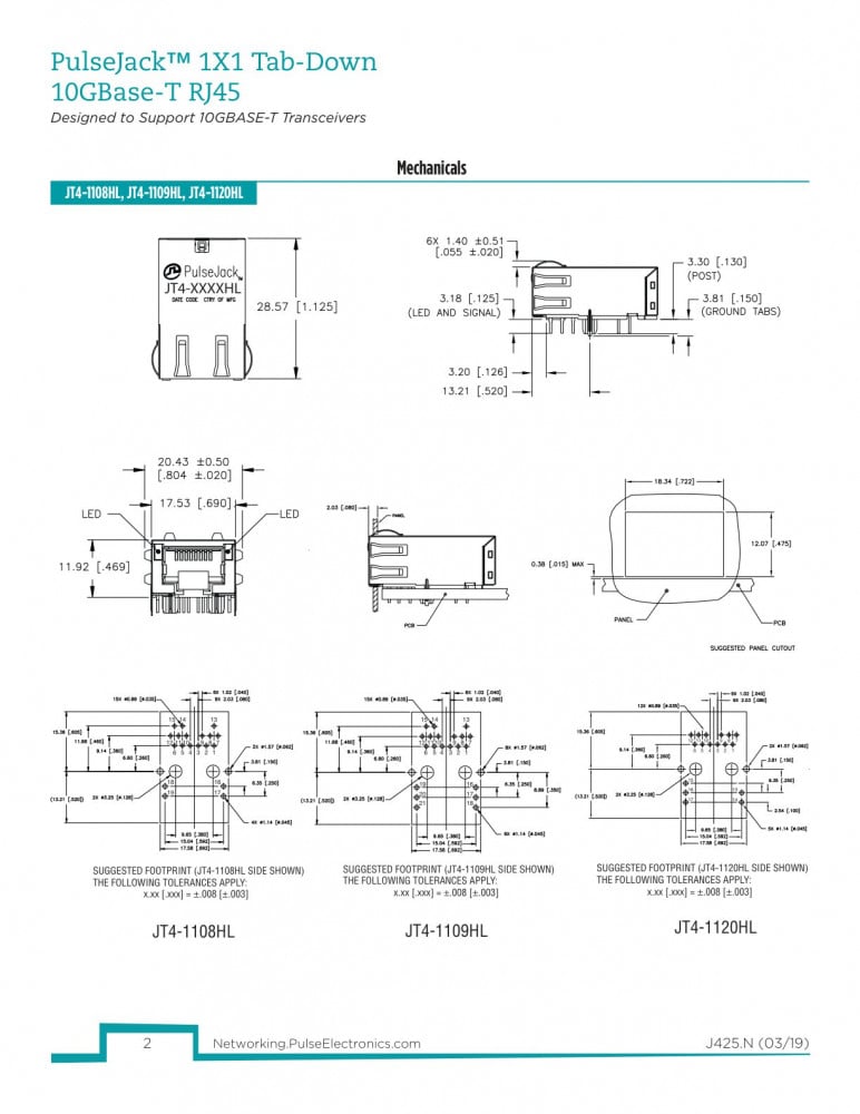JT4-1108HL product documentation page 2
