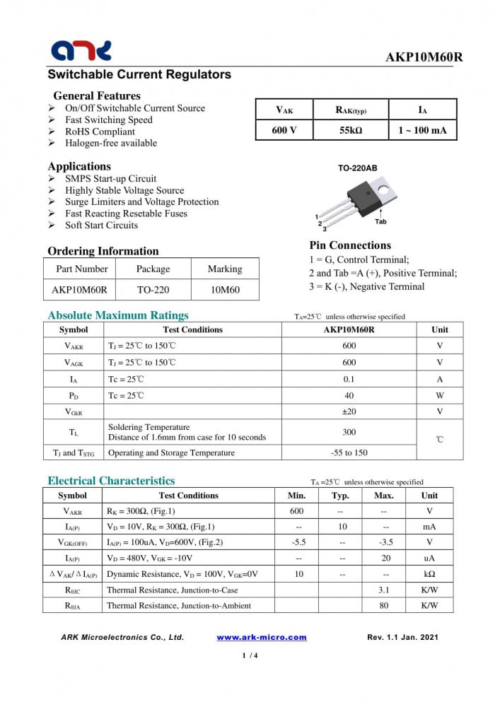 AKP10M60R datasheet page 1