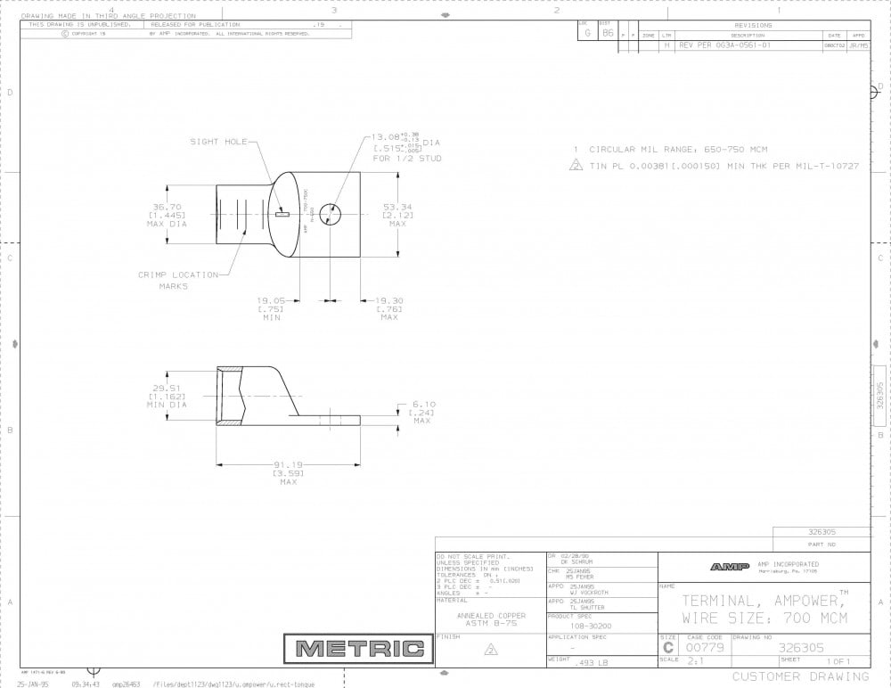 TE Connectivity 326305 technical drawing preview