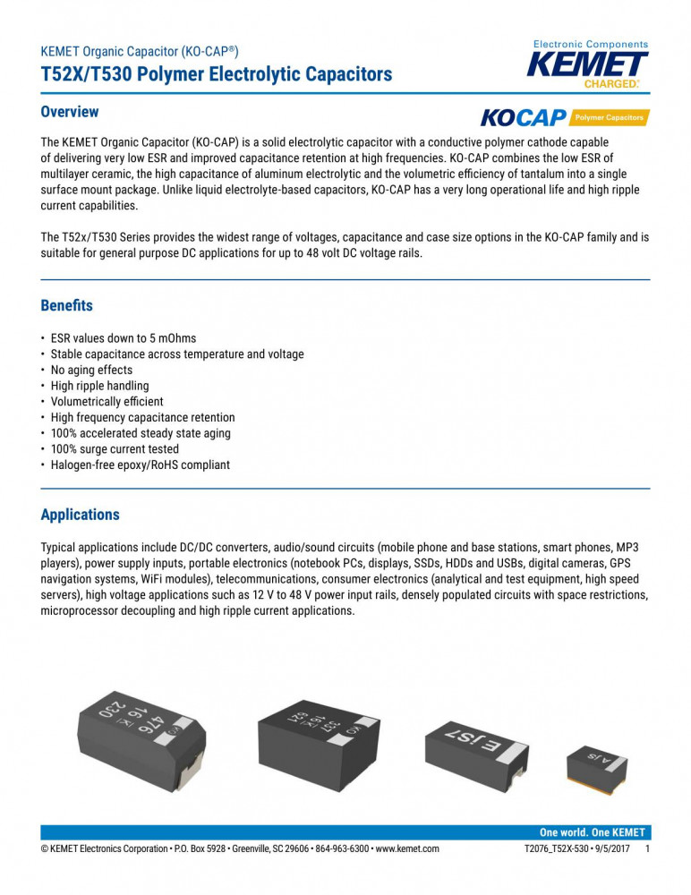 KEMET T520 series datasheet page 1