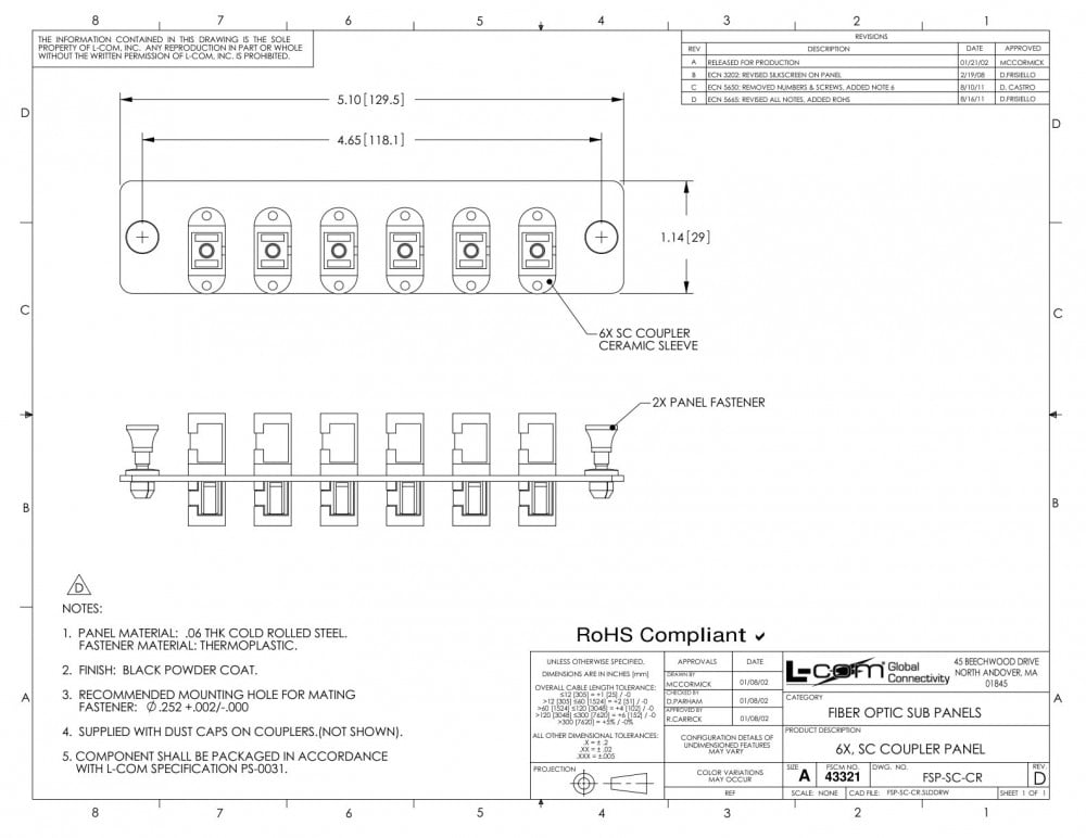 L-com FSP-SC-CR technical document page