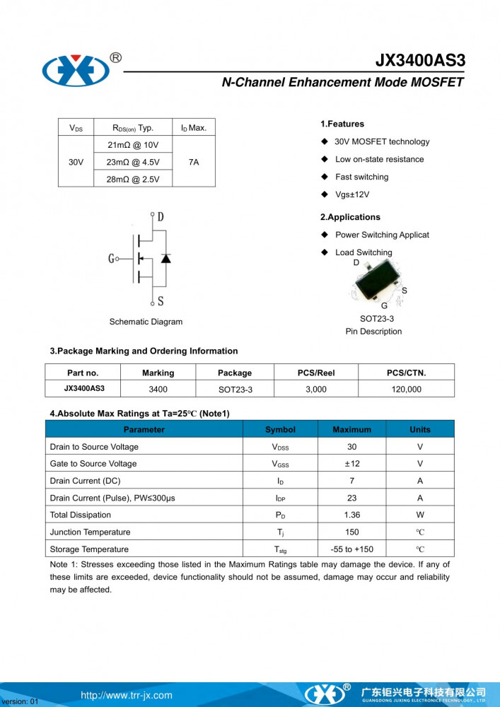 JX3400AS3 datasheet page 1