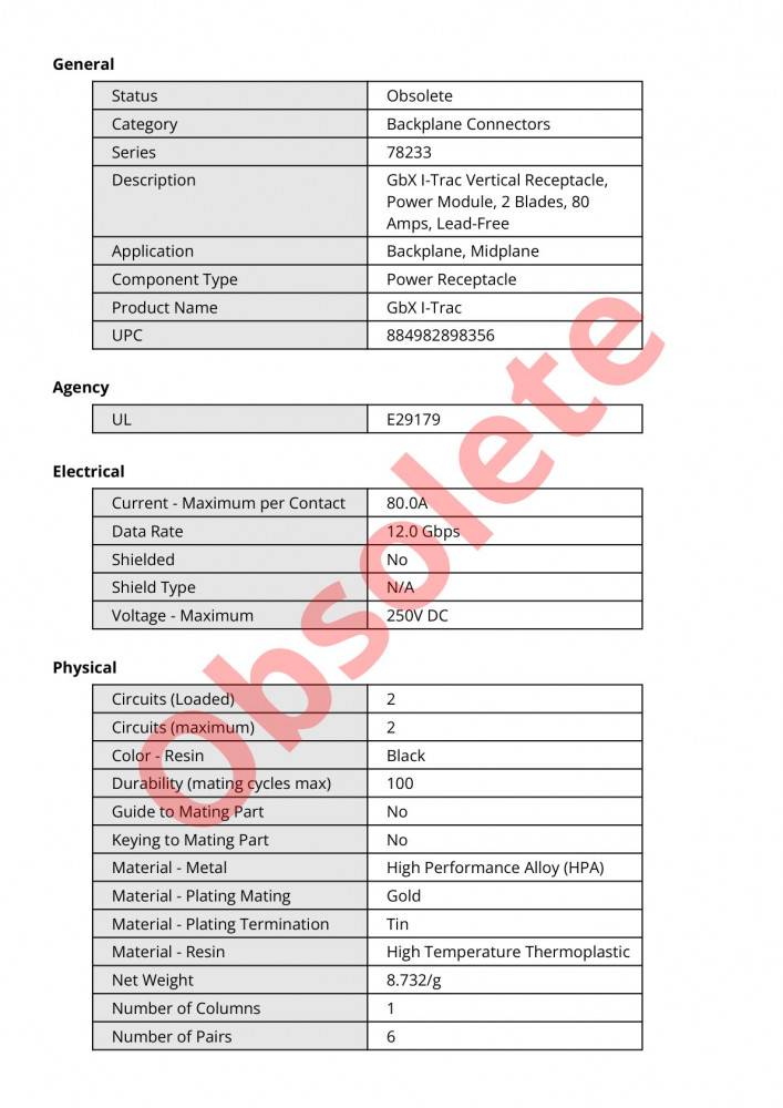 Technical document image 2 for MOLEX 782331002