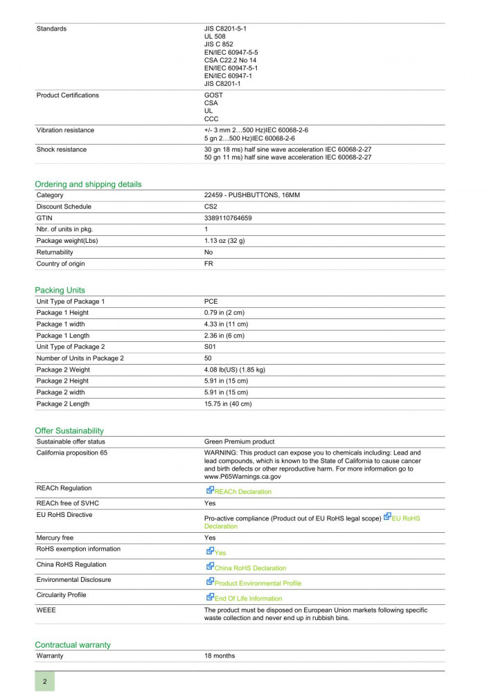 XB6CGC5B technical document page 2