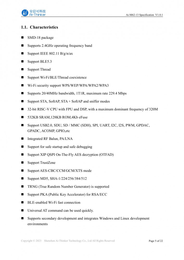 Ai-M62-13 specification page 5