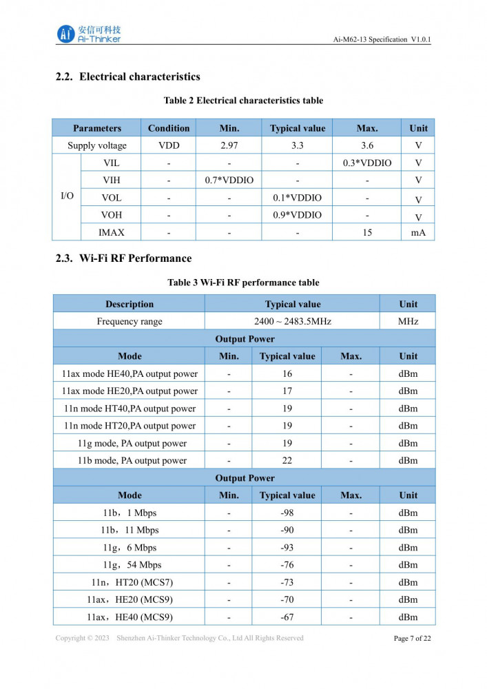 Ai-M62-13 specification page 7