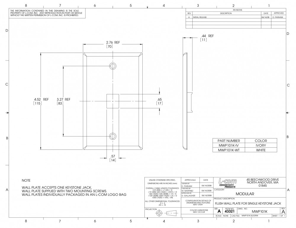 MWP101K-IV technical document page
