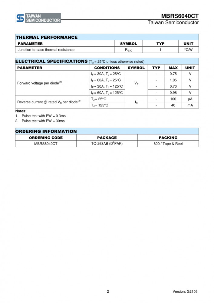 MBRS6040CT datasheet page 2