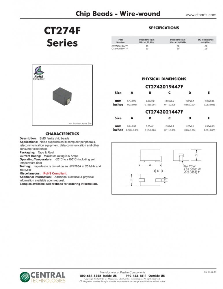 Central CT274F Series technical document