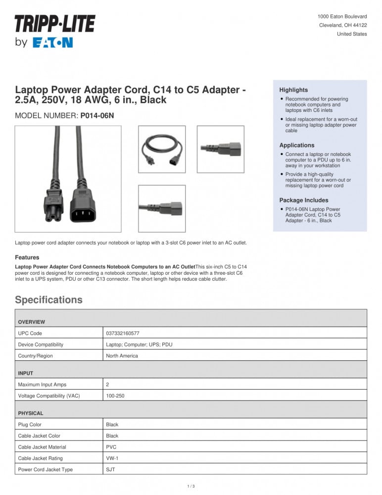P014-06N technical document page 1