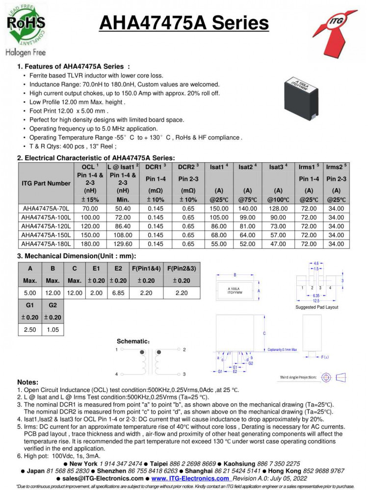 AHA47475A datasheet page 1