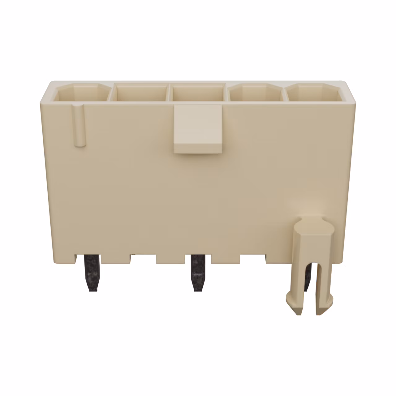 Mini-Fit Plus Header, 4.20mm Pitch, Single Row, Vertical, 5 Circuit Housing, Circuits 2 and 4 Voided, with Snap-in Plastic Peg PCB Lock, Nylon 6/6 UL 94V-0, Gold (Au) Plating for sale