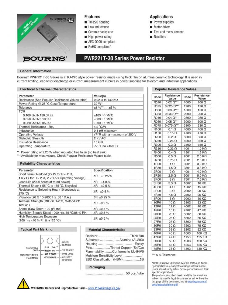 PWR221T-30 series datasheet page 1