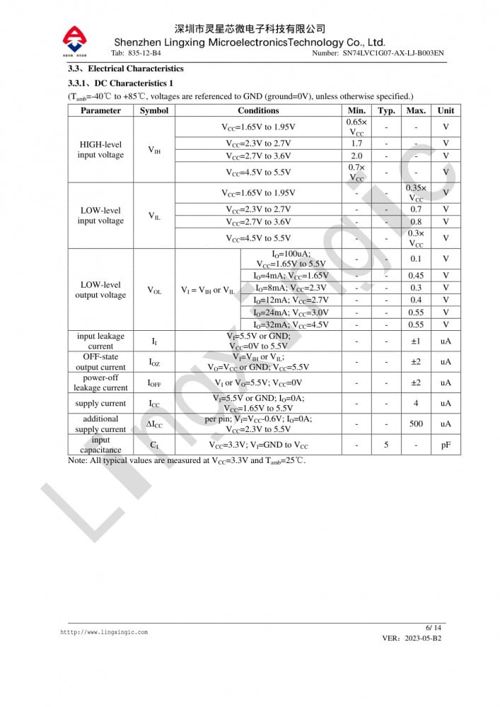 SN74LVC1G07 datasheet page 6