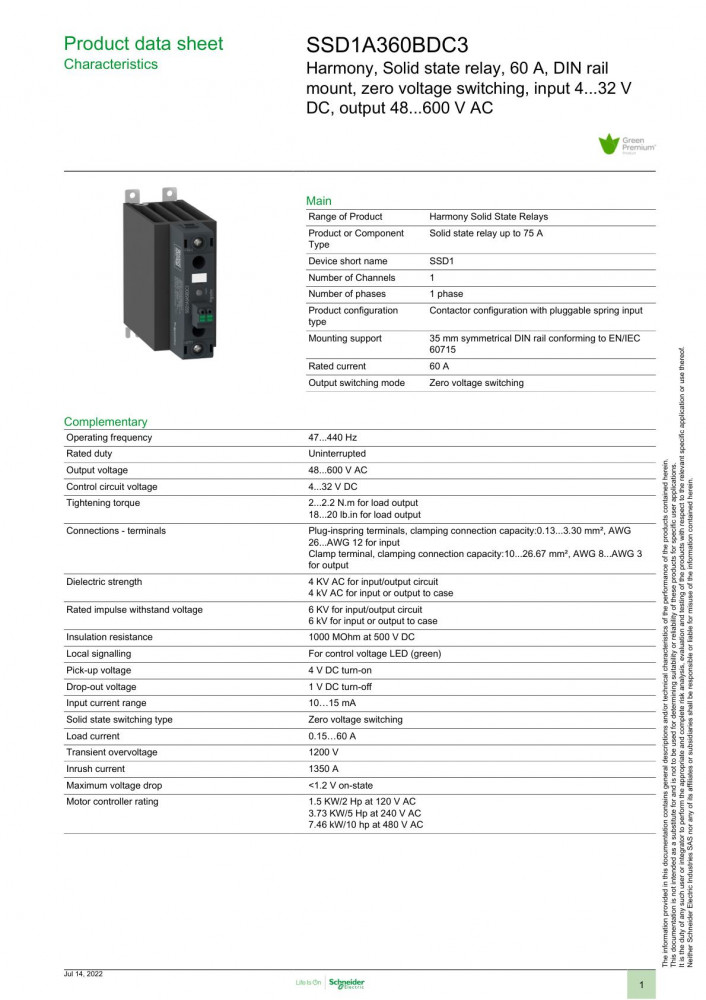SSD1A360BDC3 technical document page 1