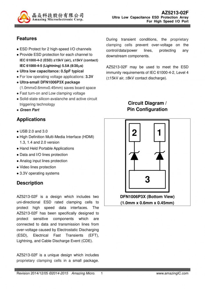 AZ5213-02F datasheet page 1