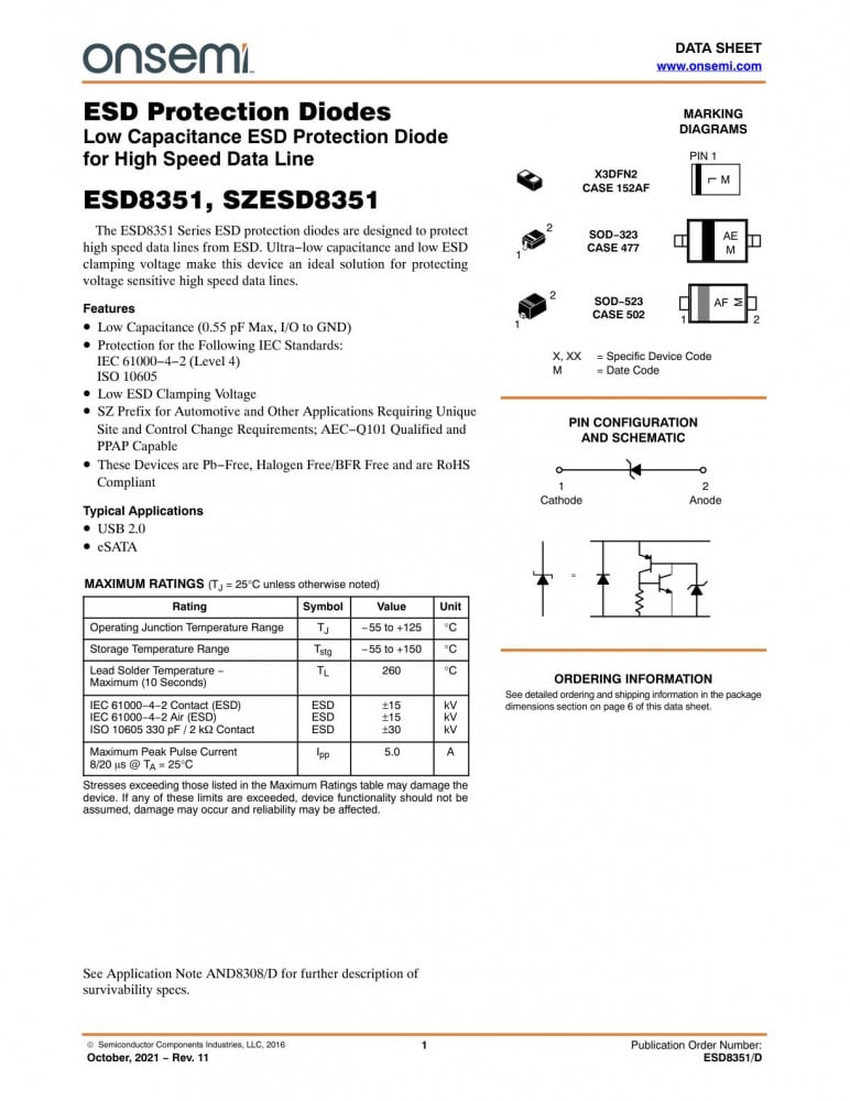 ESD8351 datasheet page 1