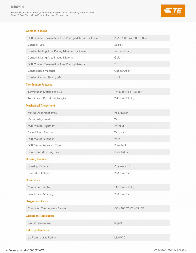 TE Connectivity 5536397-5 technical document page 2