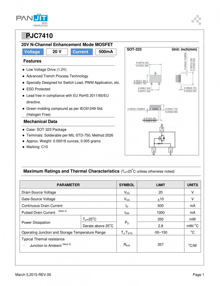 PJC7410 datasheet page 1
