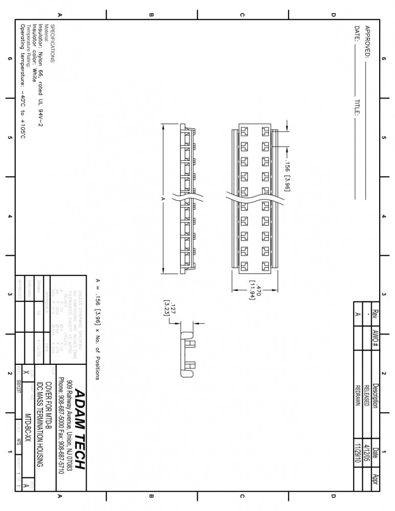 MTD-BC-08 technical drawing page