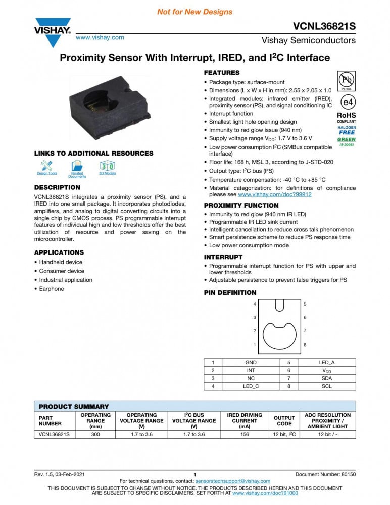 VCNL36821S datasheet page 1