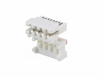 Appli-Mate RAST 2.5 IDT Connector, 2.50mm Pitch, Direct/Indirect, Female, Beaded Terminal, 4 Circuits, All Position Keys, Open Endwalls, Polarizing Rib Between 3/4, Red Color Stripe for sale
