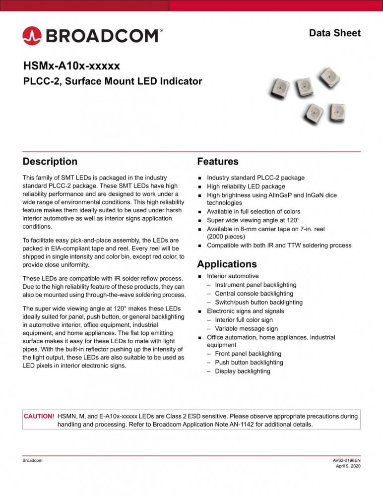 Broadcom HSMx-A10x product document page 1
