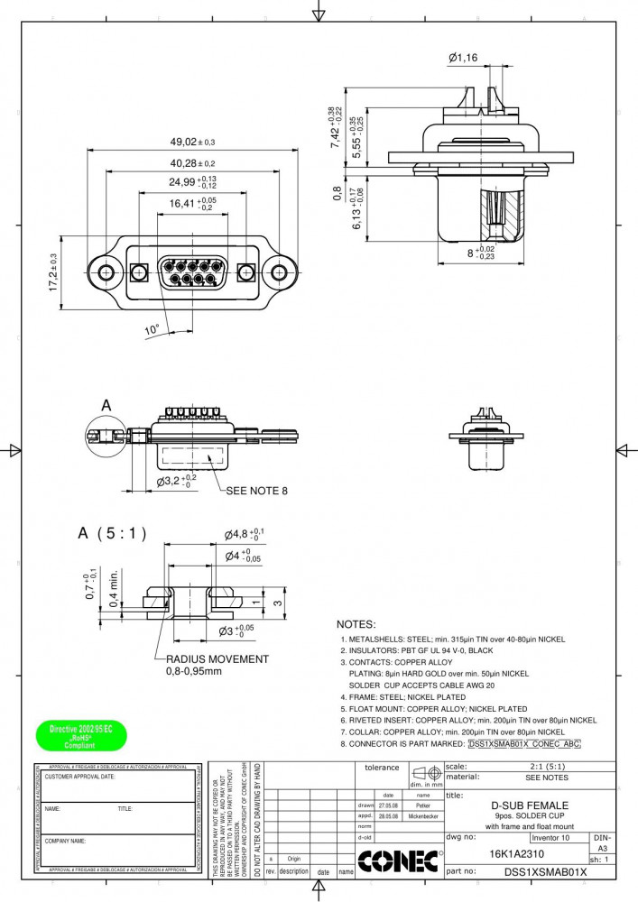 CONEC DSS1XSMAB01X product drawing visual reference