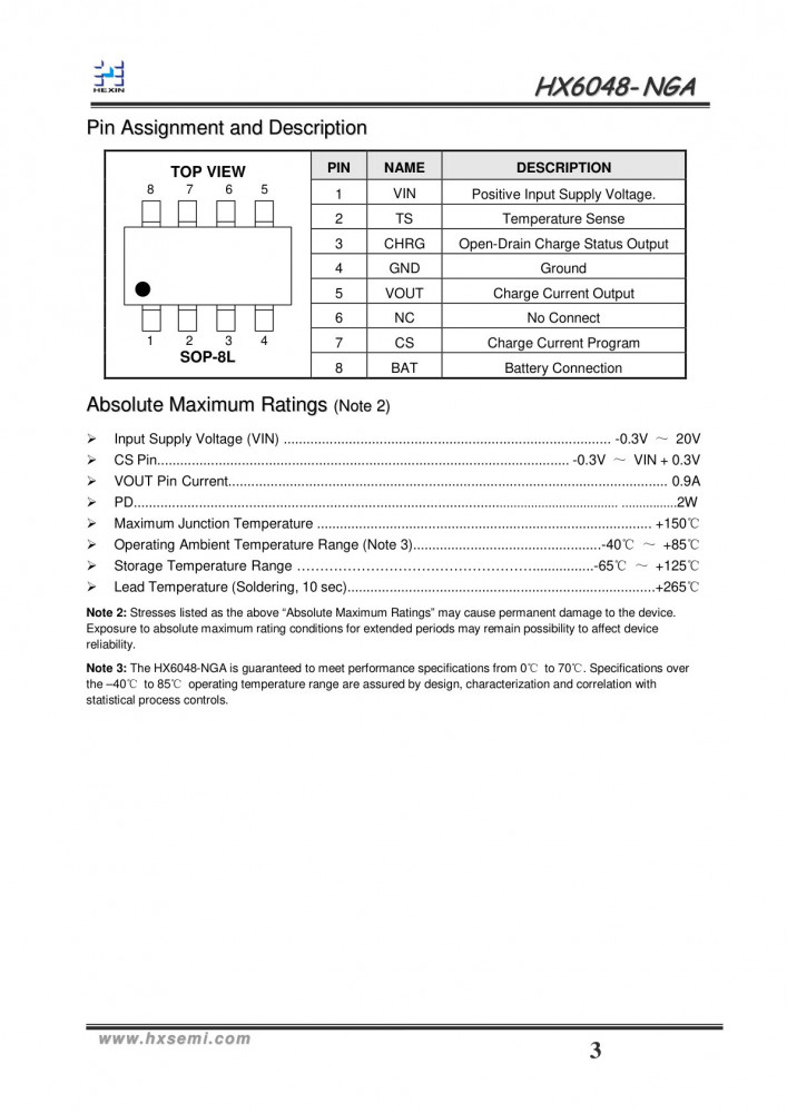 HX6048-NGA datasheet page 3