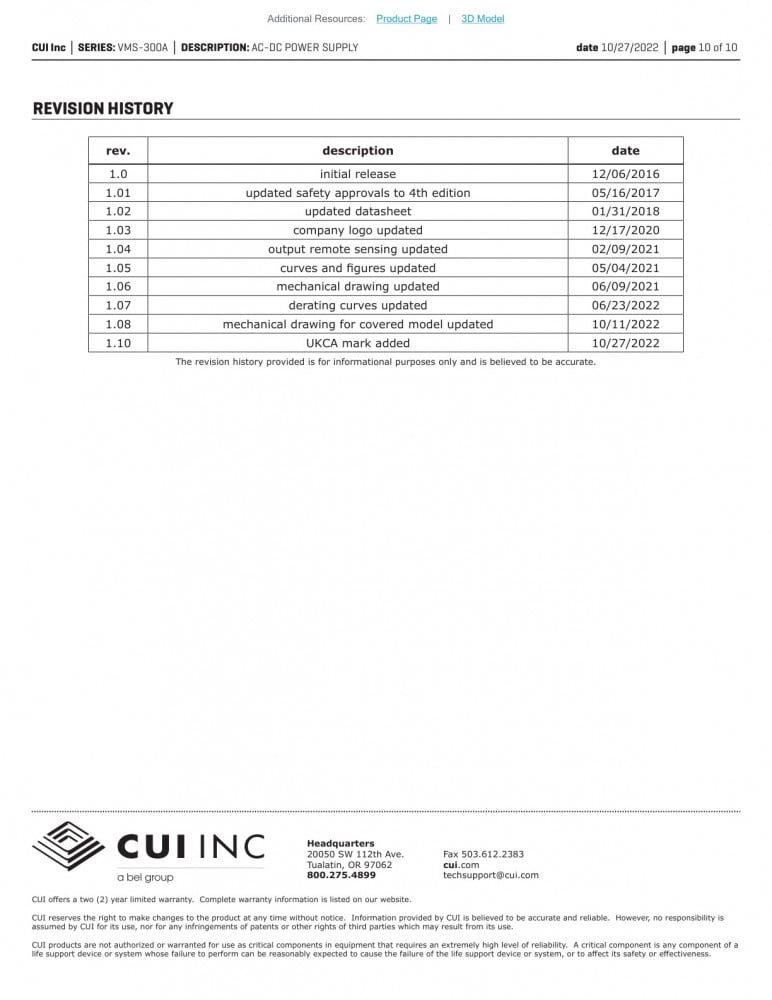 VMS-300A datasheet page 10