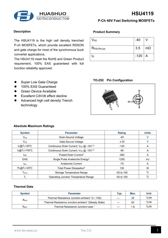 HSU4119 datasheet page 1