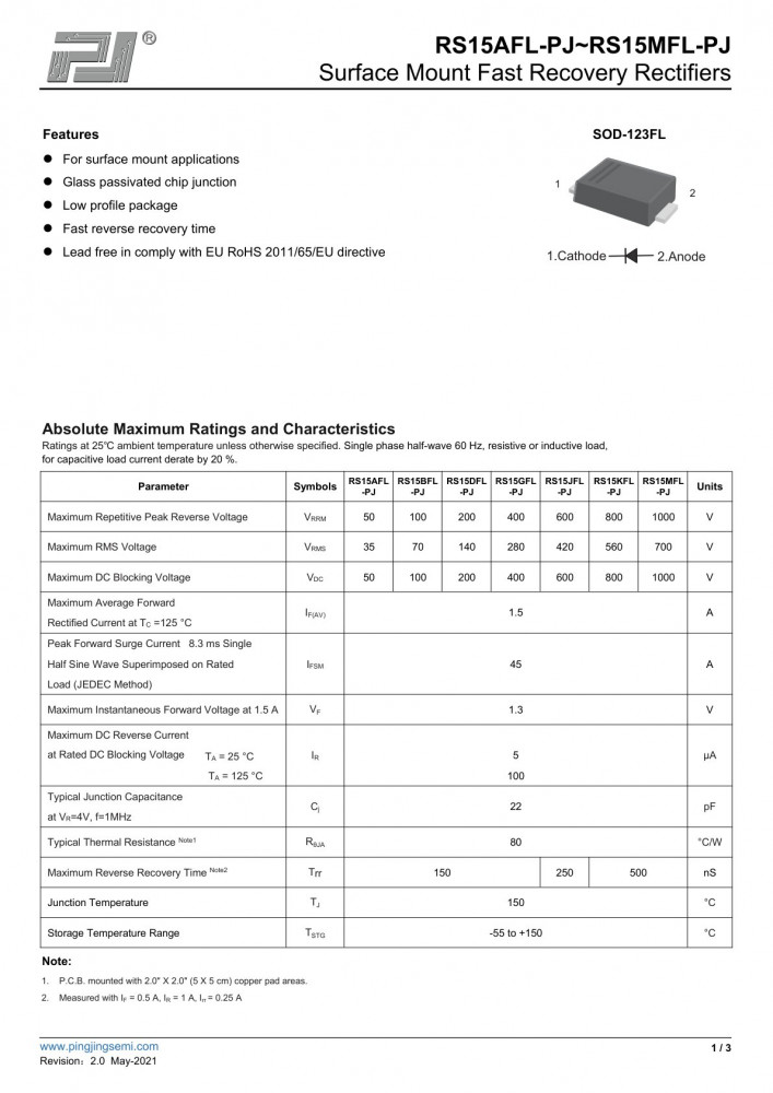 RS15KFL datasheet page 1