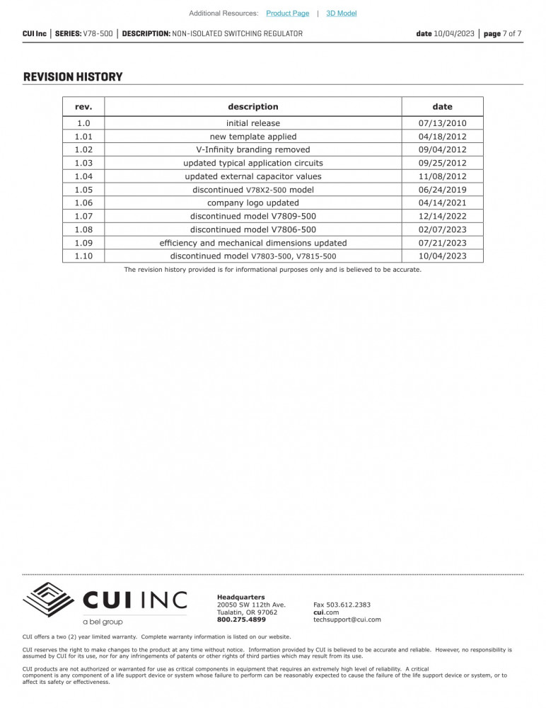 V7805-500 datasheet page 7