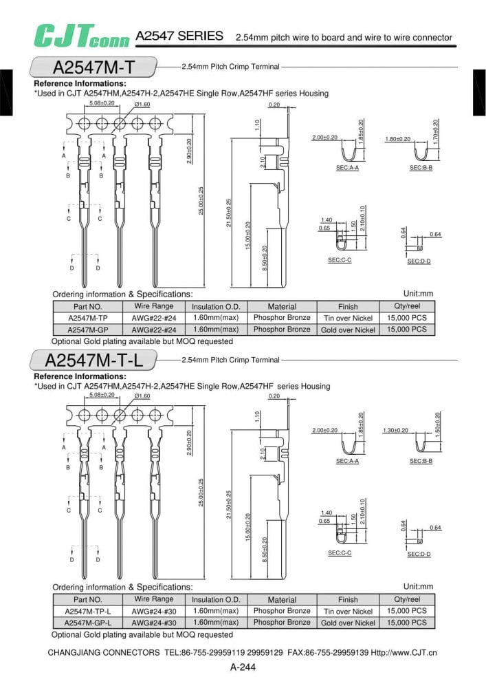 CJT A2547WR-8P technical document page 6