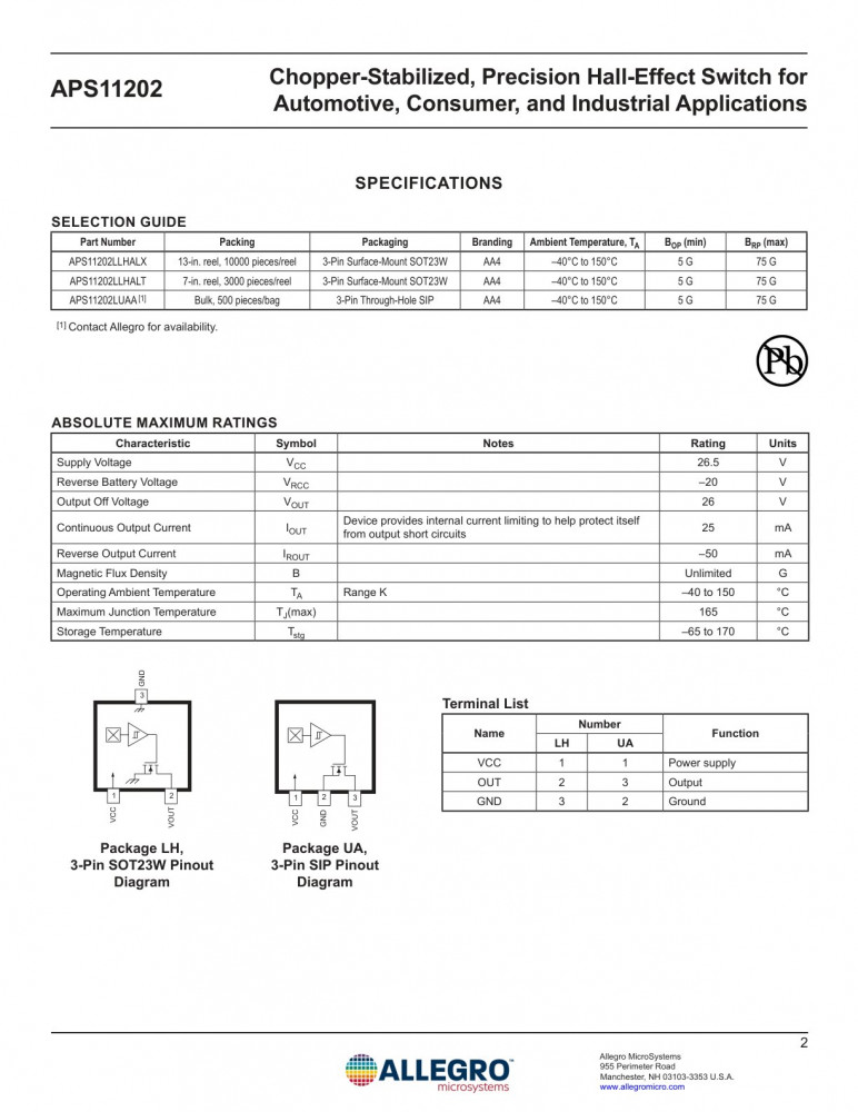 APS11202 datasheet page 2